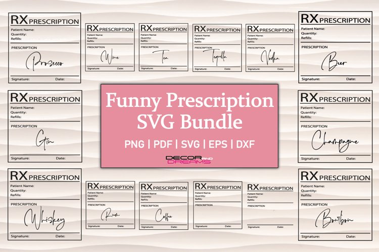 Funny RX Prescription SVG Bundle, Funny Alcohol SVG