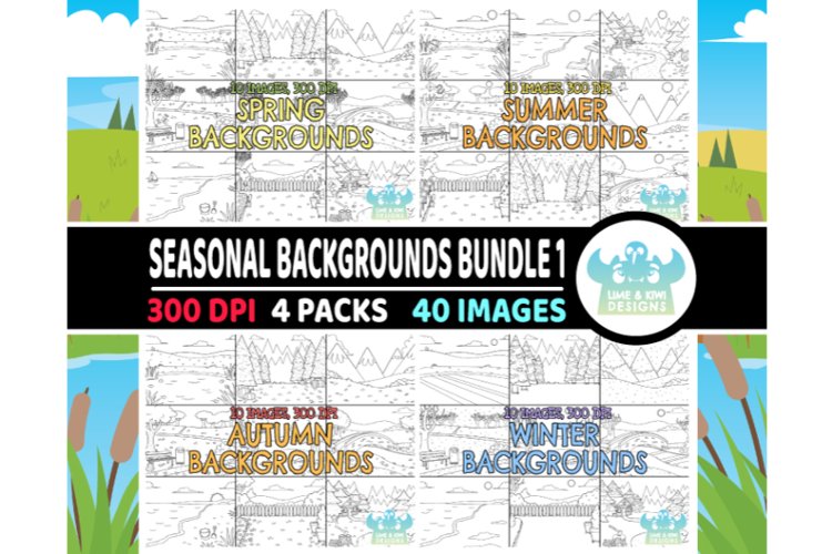 Black and White Seasonal Backgrounds Bundle 1