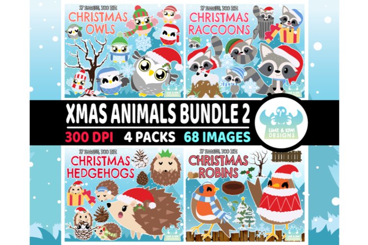 Christmas Animals Clipart Bundle 2 - Lime and Kiwi Designs