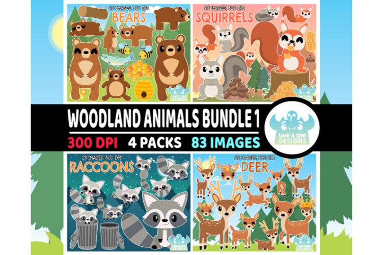 Woodland Animals Clipart Bundle 1 - Lime and Kiwi Designs