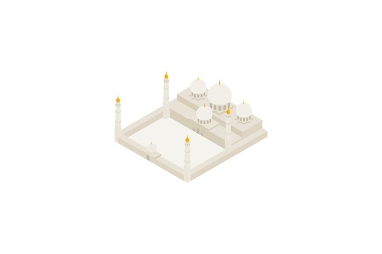 Sheikh Zayed Grand mosque icon, isometric 3d style