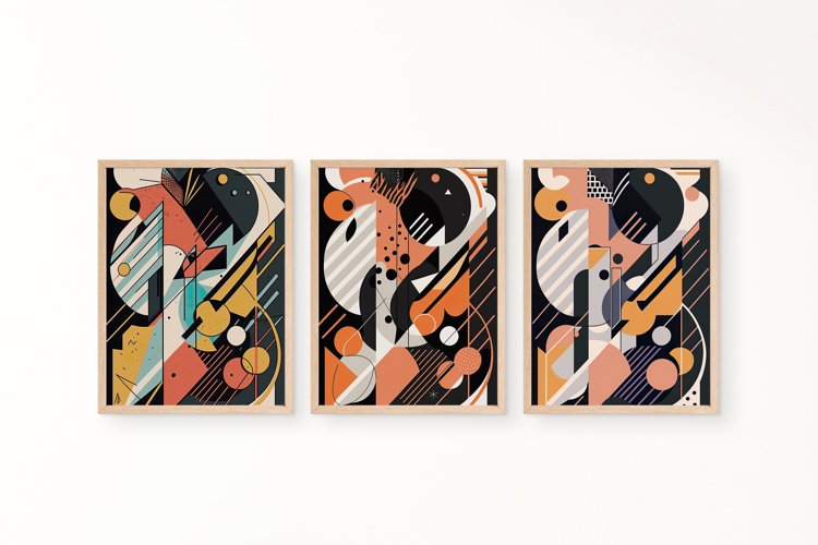 Set of 3 Bold Abstract Line Wall Art Prints