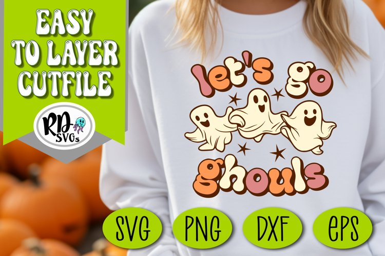 Let's Go Ghouls - A Retro Ghost Layered Cricut Cut File