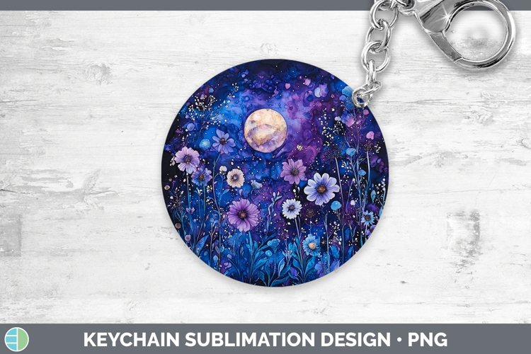 Galaxy Boho Florals Keychain Sublimation Keyring Designs