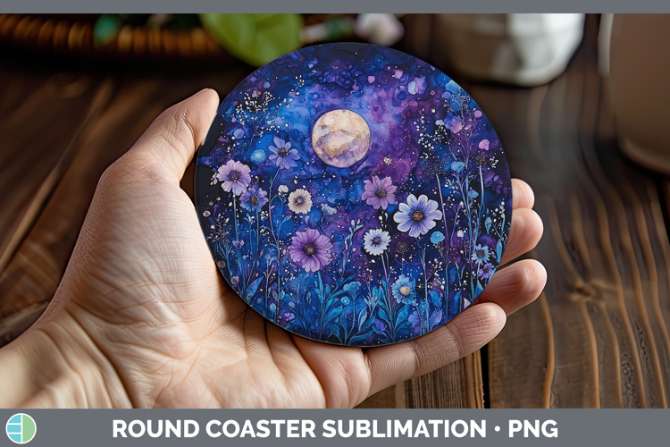 Galaxy Boho Florals Round Coaster Sublimation Coaster Design