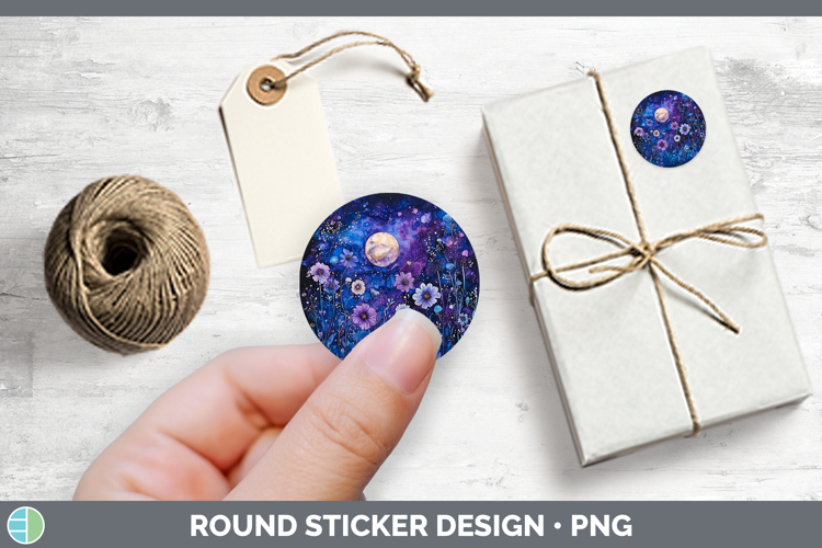 Galaxy Boho Florals Stickers | Round Labels Designs