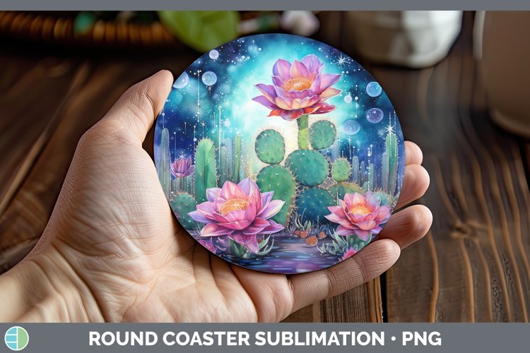 Galaxy Cactus Round Coaster Sublimation Coaster Designs