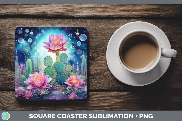 Galaxy Cactus Square Coaster Sublimation Coaster Designs