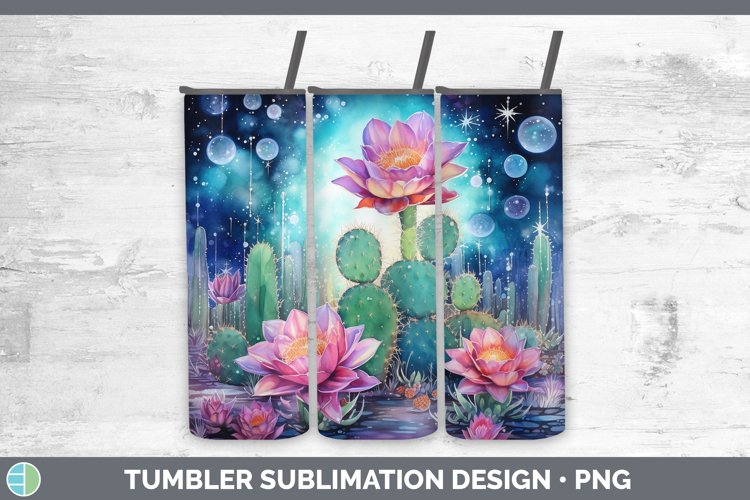 Galaxy Cactus Tumbler Sublimation 20 oz Skinny Tumbler Desig