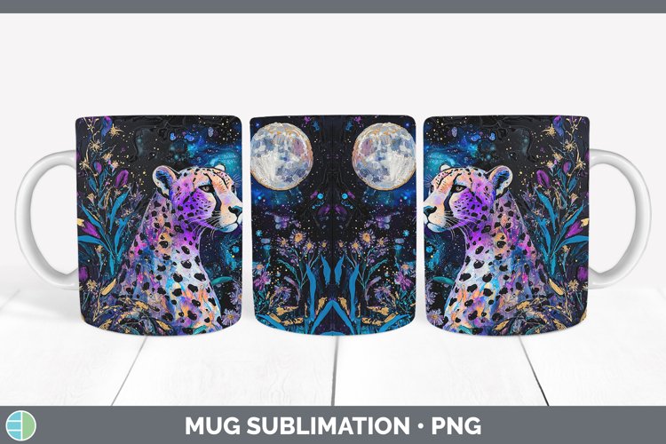 Galaxy Cheetah Mug Wrap Sublimation Coffee Cup Designs