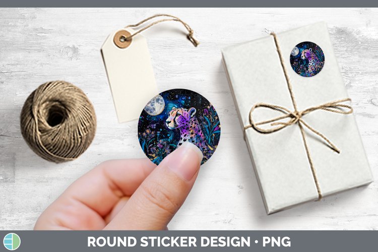 Galaxy Cheetah Stickers | Round Labels Designs