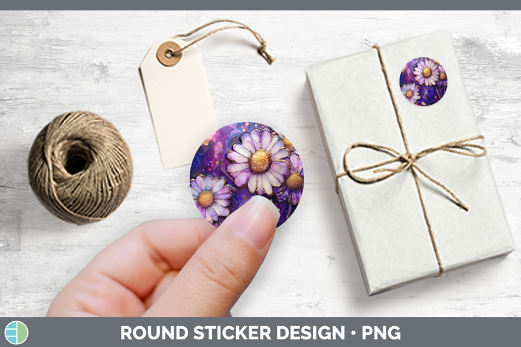 Galaxy Daisy Stickers | Round Labels Designs