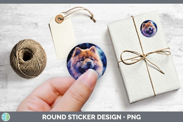 Galaxy Dog Chow Chow Stickers | Round Labels Designs