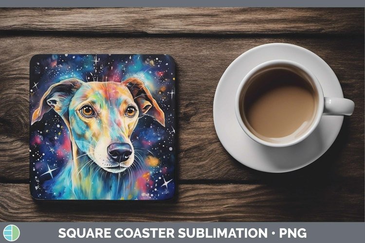 Galaxy Dog Greyhound Square Coaster Sublimation Coaster Desi