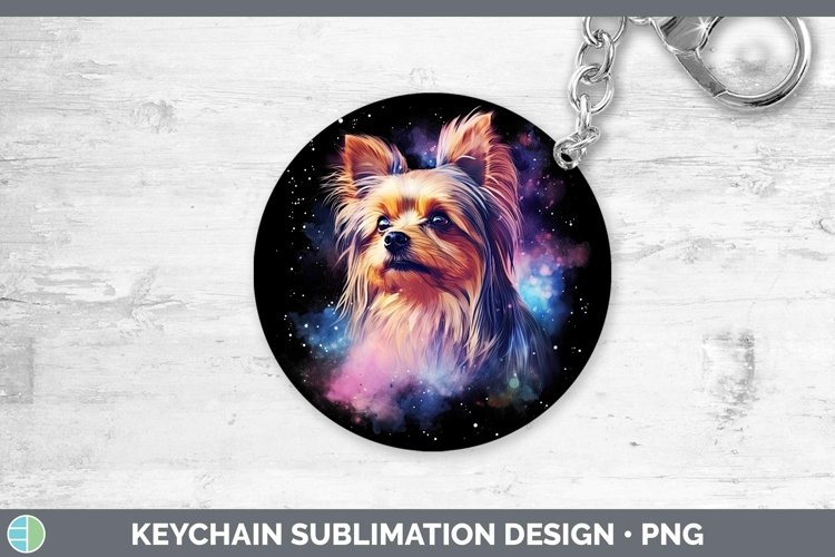 Galaxy Dog Yorkshire Terrier Keychain Sublimation Keyring De