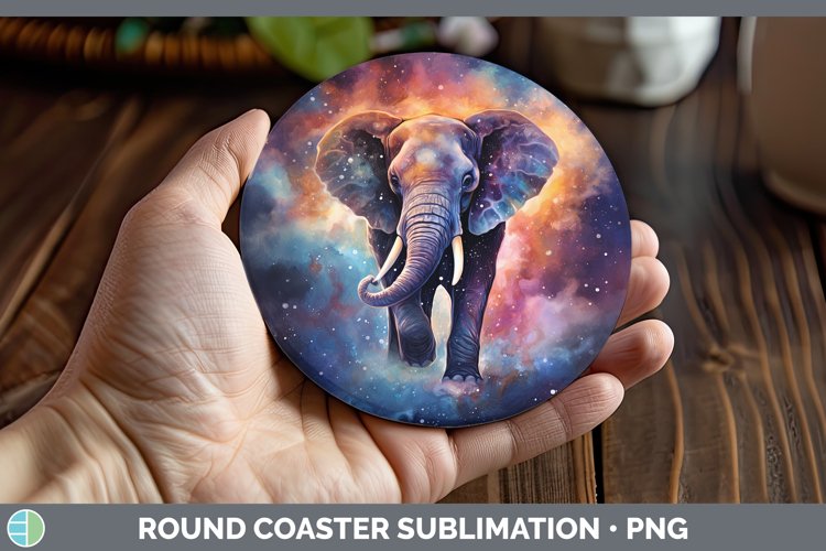 Galaxy Elephant Round Coaster Sublimation Coaster Designs
