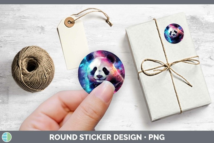 Galaxy Panda Stickers | Round Labels Designs