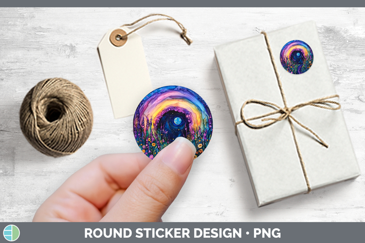 Galaxy Rainbow Stickers | Round Labels Designs