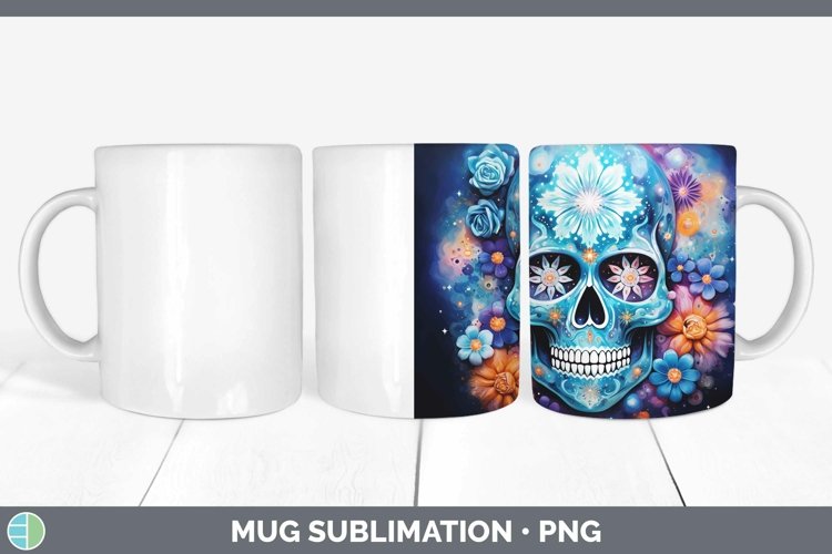 Galaxy Sugar Skull Mug Wrap Sublimation Coffee Cup Designs