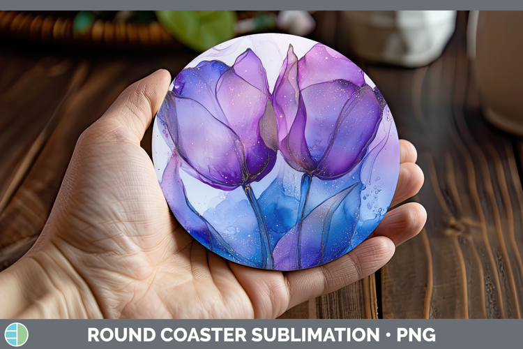 Galaxy Tulip Round Coaster Sublimation Coaster Designs