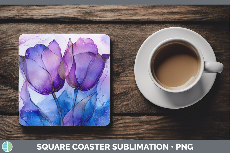 Galaxy Tulip Square Coaster Sublimation Coaster Designs