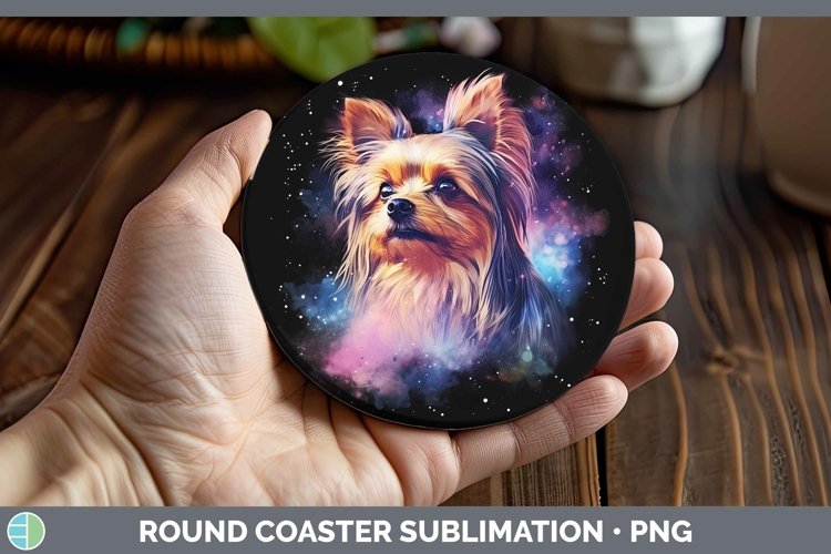 Galaxy Yorkshire Terrier Round Coaster Sublimation Coaster D