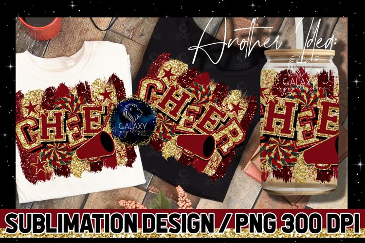 Cheer Sublimation Design PNG | Maroon Gold Cheerleader