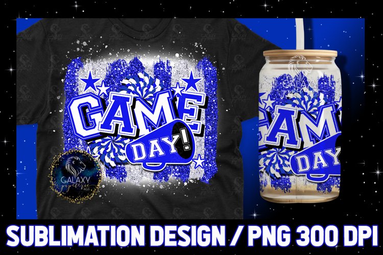 Game Day Cheer Sublimation Design PNG | Blue White (2251071)
