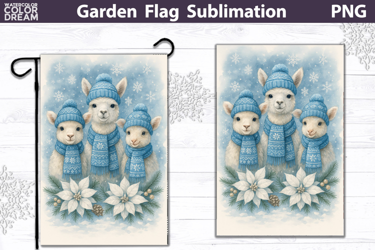 Winter Farm Garden Flag | Lama Christmas (6214081)