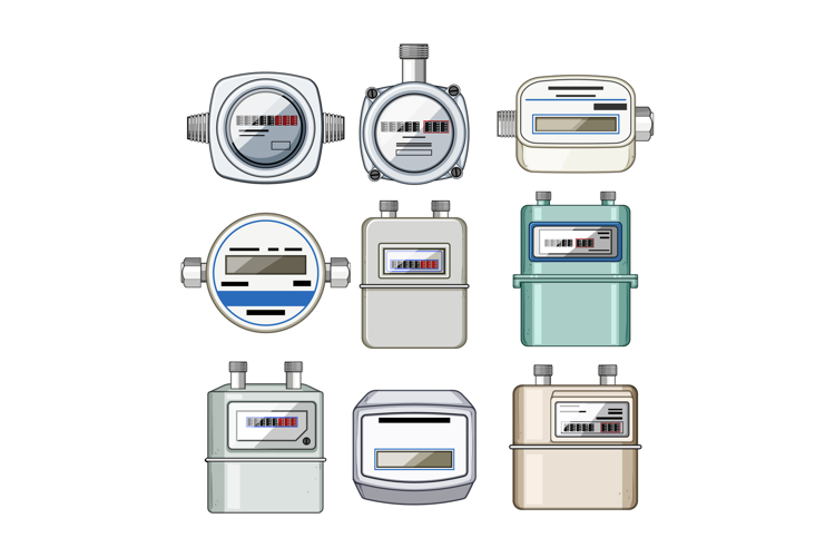 gas meter set cartoon