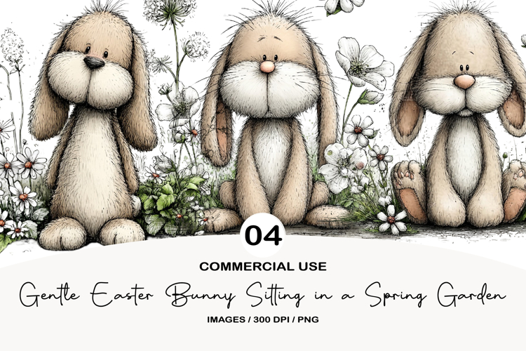 Gentle Easter Bunny Sitting in a Spring Garden