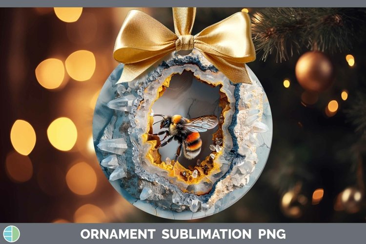 Geode 3D Bee Ornament | Sublimation Bauble Designs
