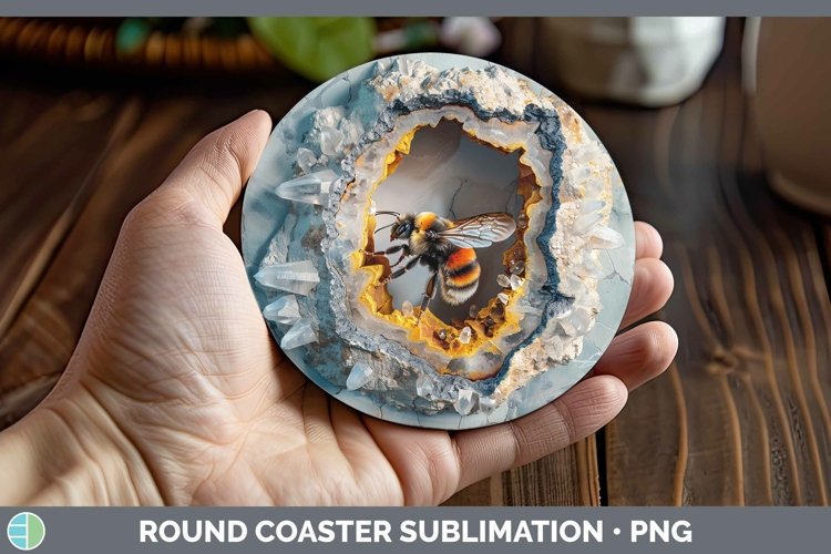 Geode 3D Bee Round Coaster | Sublimation Coaster Designs
