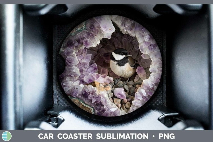 Geode 3D Chickadee Car Coaster | Sublimation Coaster Designs
