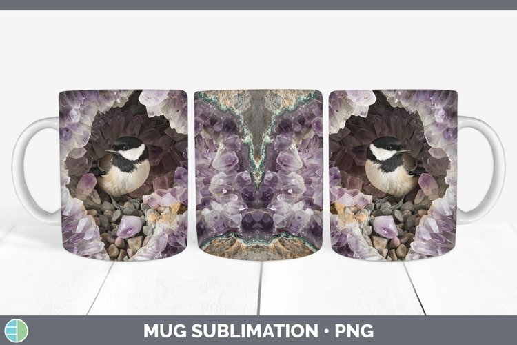 Geode 3D Chickadee Mug Wrap | Sublimation Coffee Cup Designs