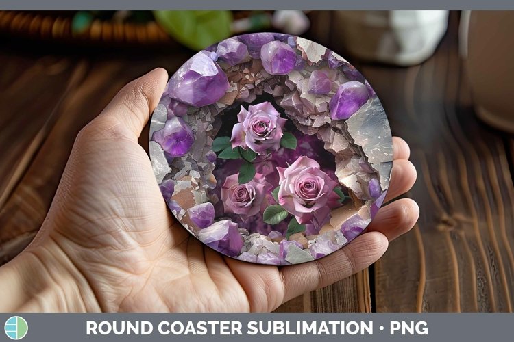 Geode 3D Rose Round Coaster | Sublimation Coaster Designs