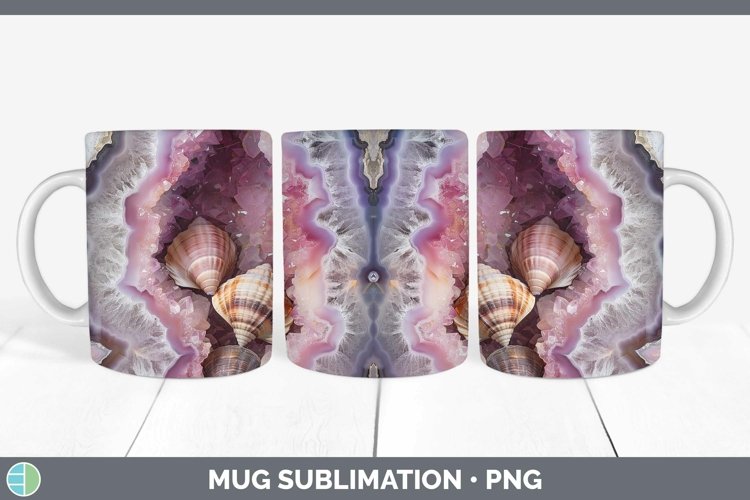 Geode 3D Seashell Mug Wrap | Sublimation Coffee Cup Designs