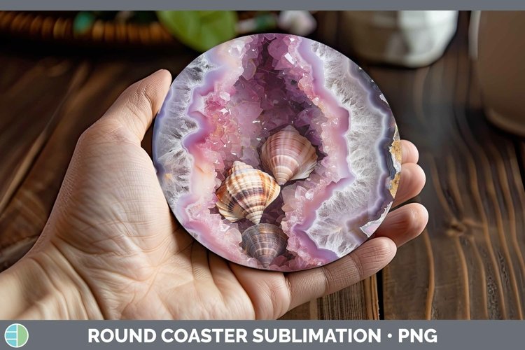 Geode 3D Seashell Round Coaster | Sublimation Coaster Design