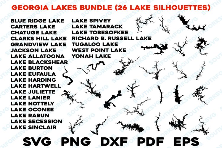 26 Georgia Lake Mega Bundle Map Shape Silhouette