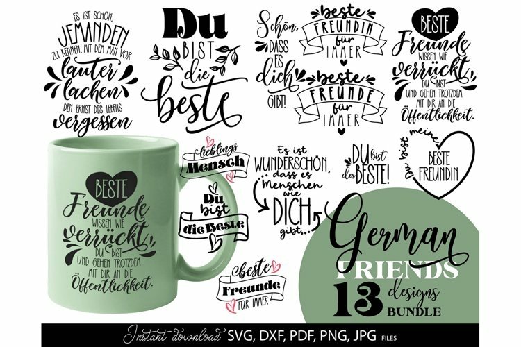 German Plotter File SVG PNG DXF Bundle | Beste Freundin Svg
