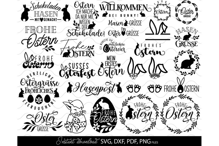 German Ostern Plotter File SVG DXF PNG Frohe Ostern SVG