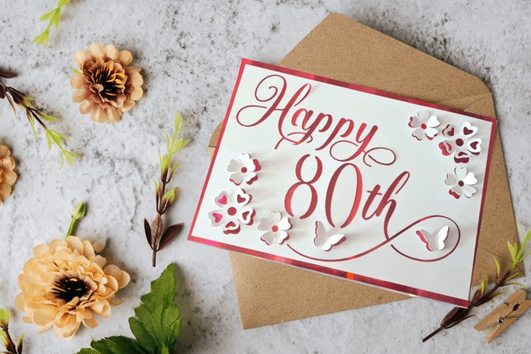 80th Birthday pop up Cut card design, (2094434) | Paper Cutting ...