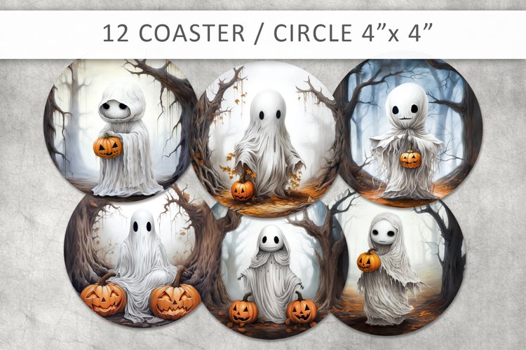 Halloween Ghost Round Coaster Bundle (4344592)