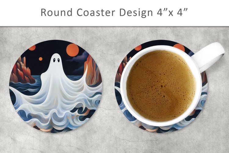 Halloween Ghost Round Coaster 4x4 (4454533)