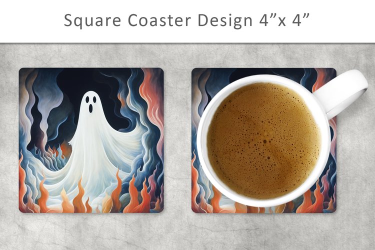 Halloween Ghost Square Coaster, Halloween Ghost (4453618)