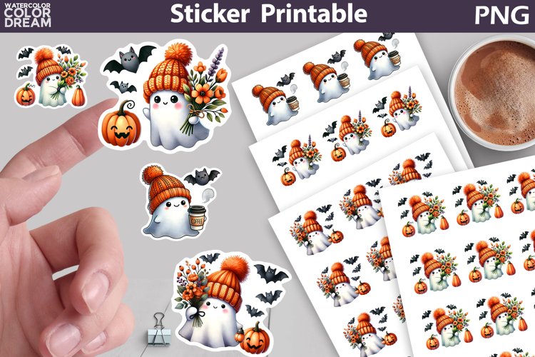Cute Ghost Sticker Printable | Kids Halloween (4213519)