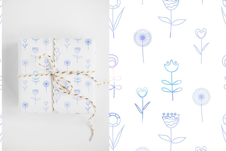 Nordic Flowers Digital Paper.Floral Digital Paper. (3036554)