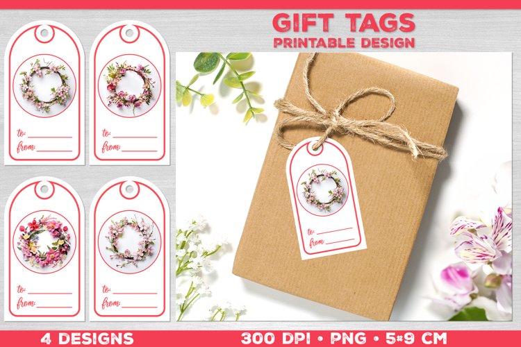 Printable Blossoming Spring Gift Tags with Floral Bouquets