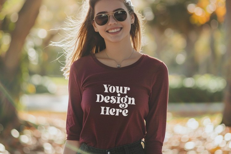 Gildan 5000 Crewneck Maroon Color T-shirt Mockup