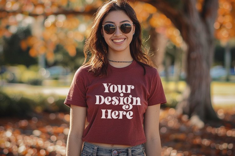 Gildan 5000 Crewneck Maroon Color T-shirt Mockup
